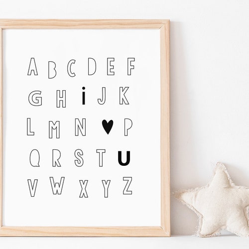 ABC Poster Black and White Alphabet Wall Art ABC Poster - Etsy
