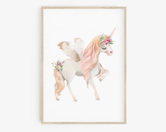 Floral Unicorn Printable / Magical Print / Unicorn Print / Unicorn Wall ...