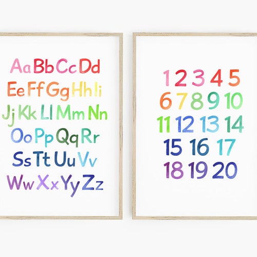 Rainbow Alphabet and Numbers Print Set Instant Download Set - Etsy