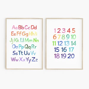 Rainbow Alphabet and Numbers Print Set - Instant Download, Set of 2 ABC ...