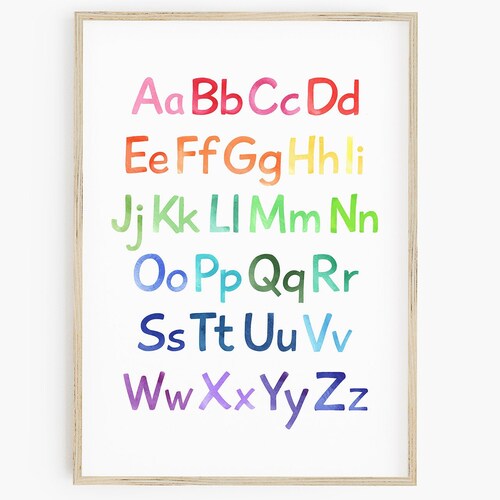 Watercolor Alphabet Printable Poster ABC Nursery Decor - Etsy
