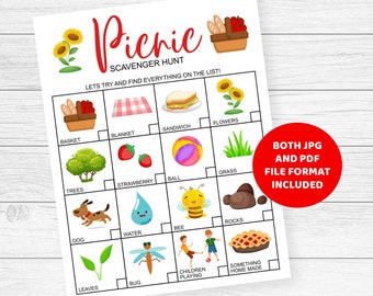 Picnic Scavenger Hunt Printable Outdoor Scavenger Hunt - Etsy