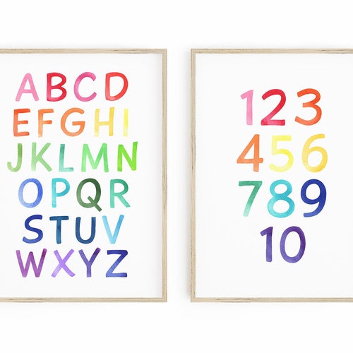 Pastel Nursery Wall Art ABC and Numbers Alphabet Print - Etsy