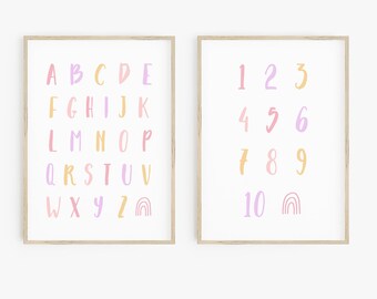 Alphabet and Numbers Print Set Instant Download Set of 2 - Etsy