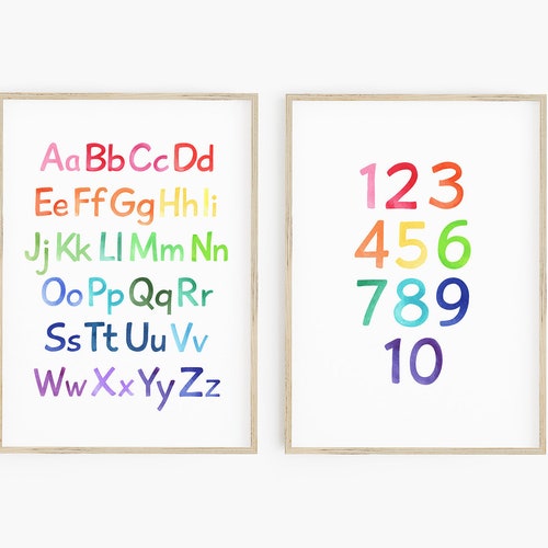 Alphabet and Numbers Print Set Instant Download Set of 2 - Etsy