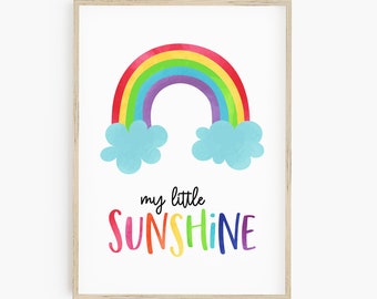 Weather Colorful Watercolor Rainbow Playroom Decor Nursery Print Wall ...