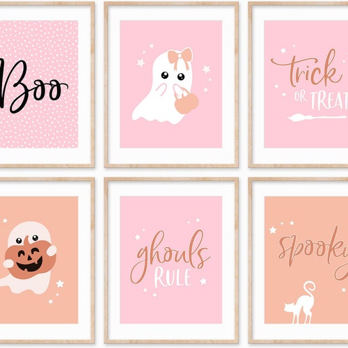 Cute Ghost Printable Pink Halloween Decor Ghost Art Print | Etsy