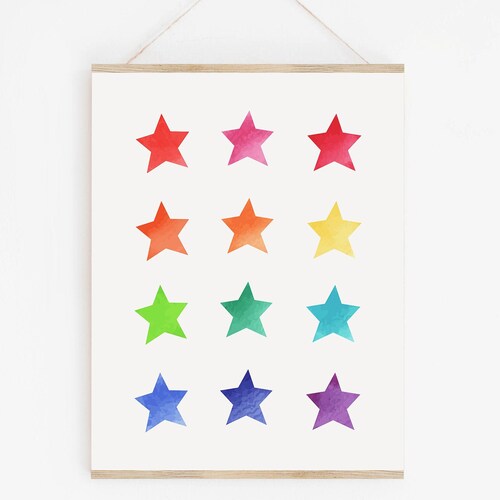 Rainbow Stars Print Instant Download Rainbow Wall Art - Etsy