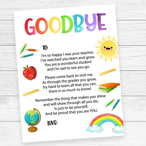 Teacher End of School Letter Printable Letter to Students - Etsy