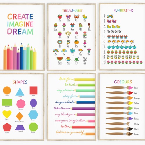 Educational Posters Set of 6 Homeschool Decor Pre School | Etsy
