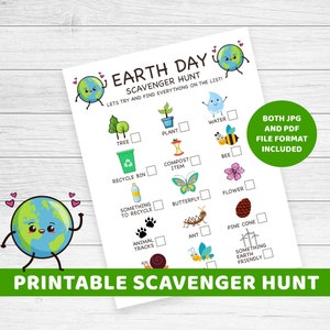 Earth Day Scavenger Hunt, Printable Instant Download, Earth Day ...
