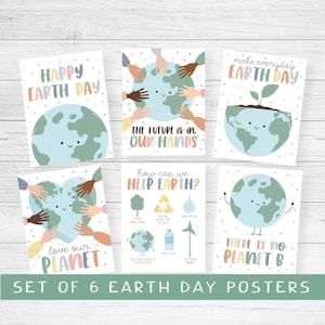Cute Earth Day Posters, Set of 6, Classroom Decor, Bulletin Board ...