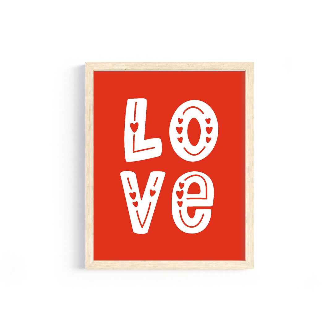 Love Printable - Valentine's Day Print, Red Valentine's Day Wall Art ...
