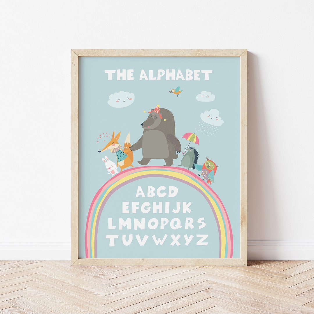 Playroom Alphabet Print - Instant Download, Animal Nursery Print ...