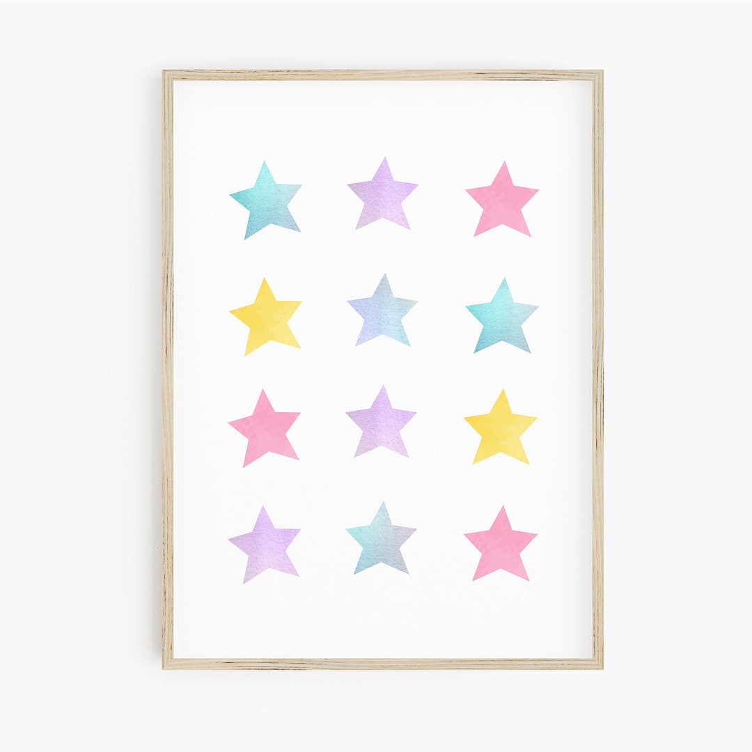 Pastel Stars Printable - Instant Download, Cute Girls Room Print, Girls ...