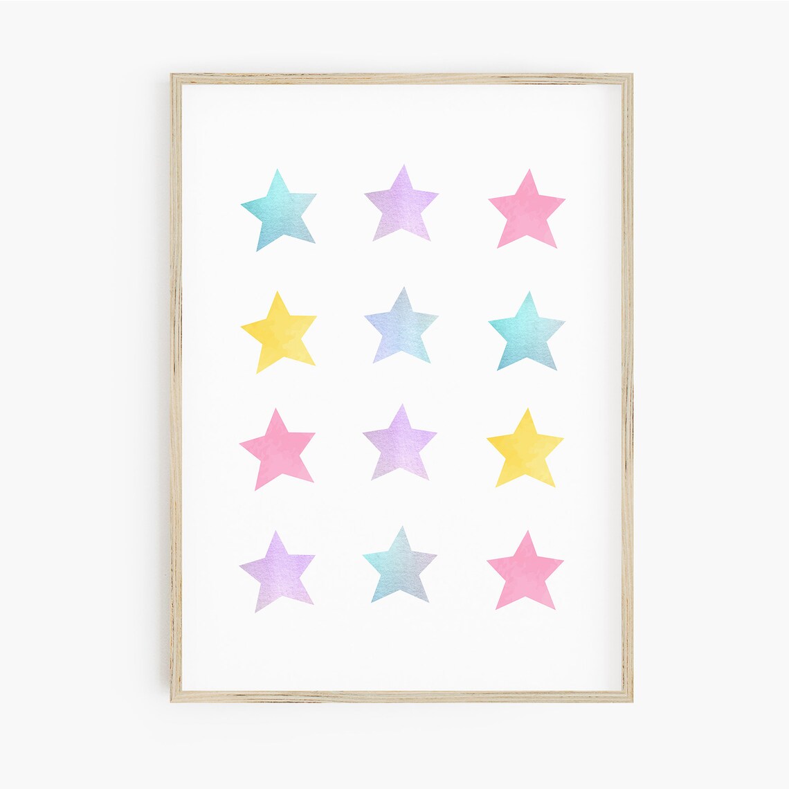 Pastel Stars Watercolor Print – Girls Room Nursery Decor (digital ...