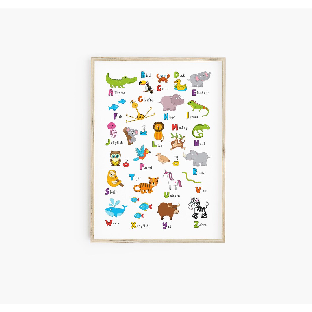 Animal Alphabet Poster – Bright Playroom Decor (digital Download) - Etsy