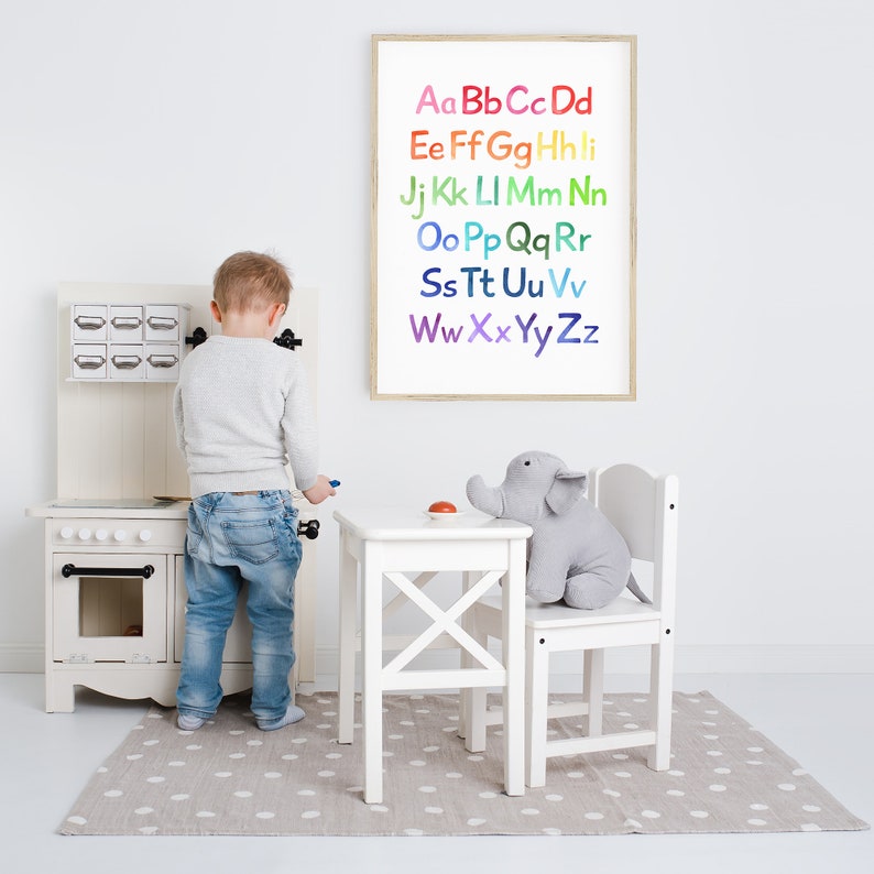 Rainbow Watercolor Alphabet Poster – Playroom ABC Wall Art (digital ...