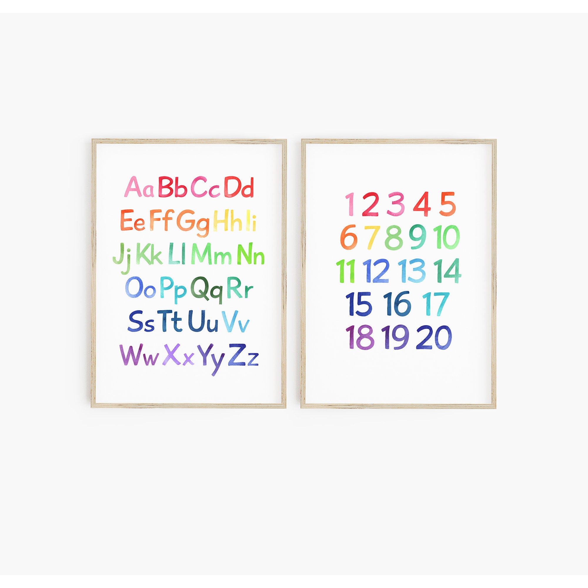 Rainbow Alphabet and Numbers Print Set Instant Download Set - Etsy