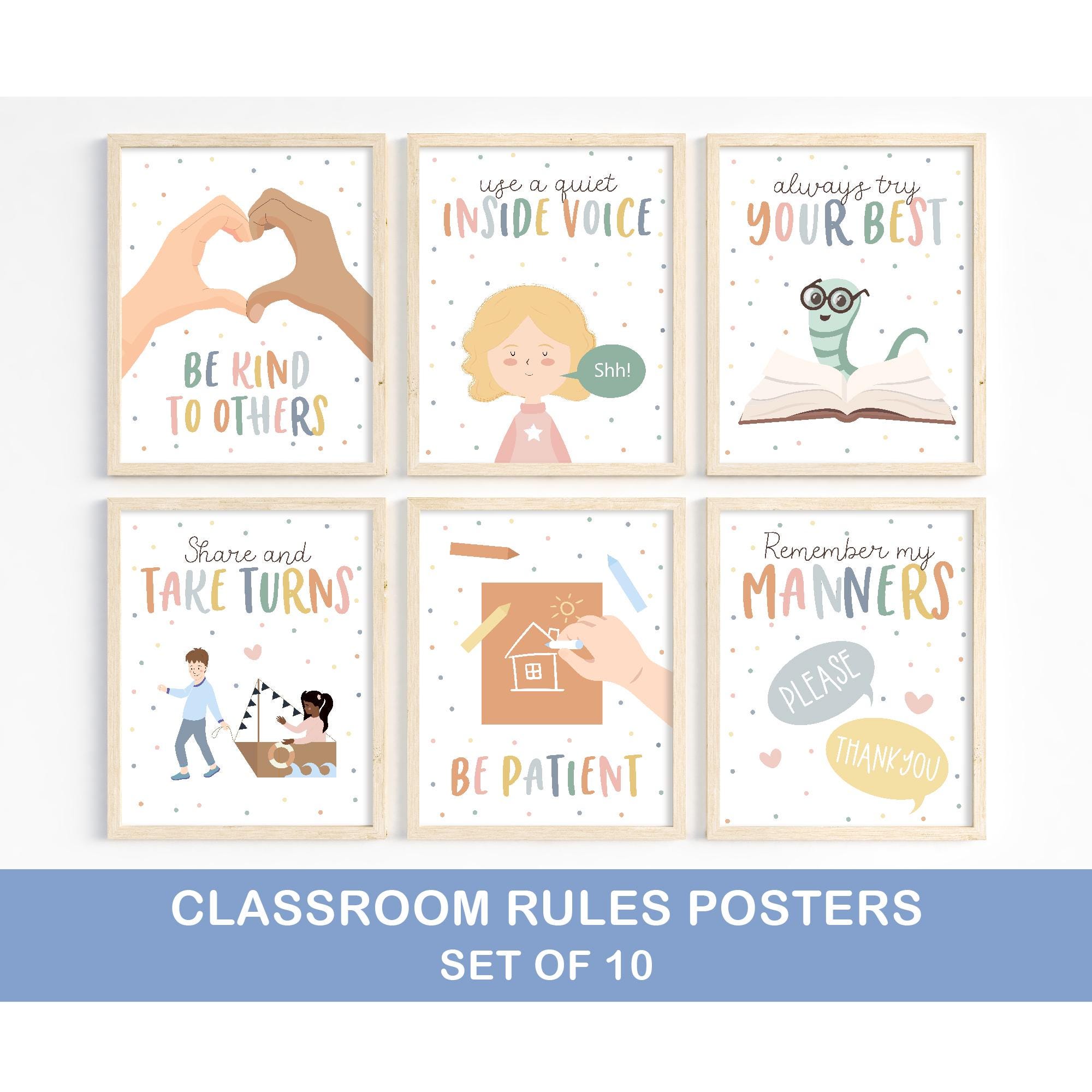 Classroom Rules Posters, Set of 10, Behaviour Prints (digital Download ...