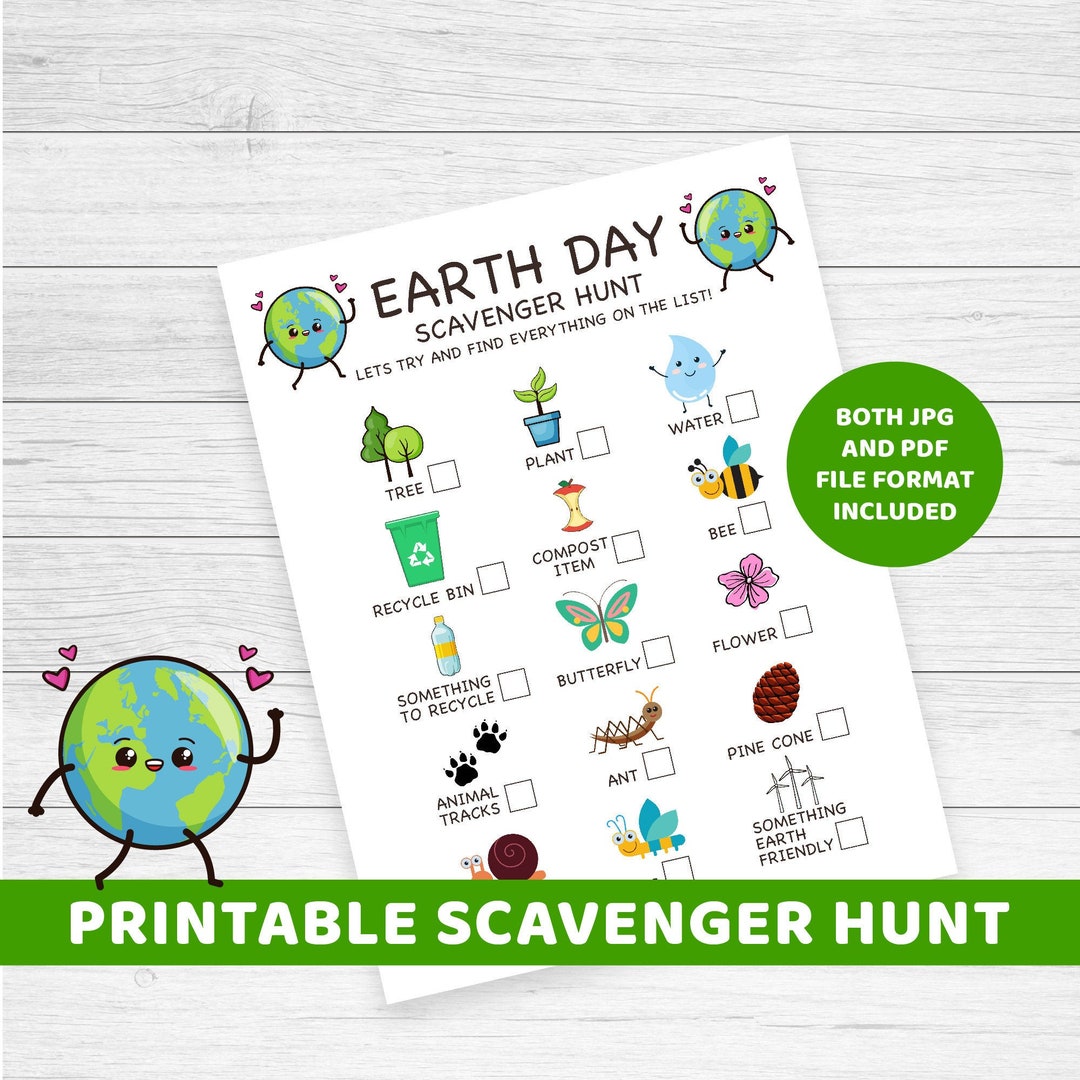 Earth Day Scavenger Hunt, Printable Instant Download, Earth Day ...