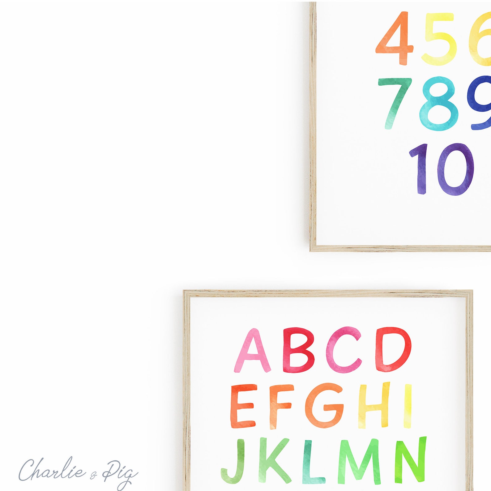 Alphabet and Numbers Print Set instant download set of 2 | Etsy