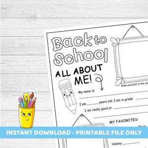 Back to School Interview, First Day of School Printable, All About Me ...