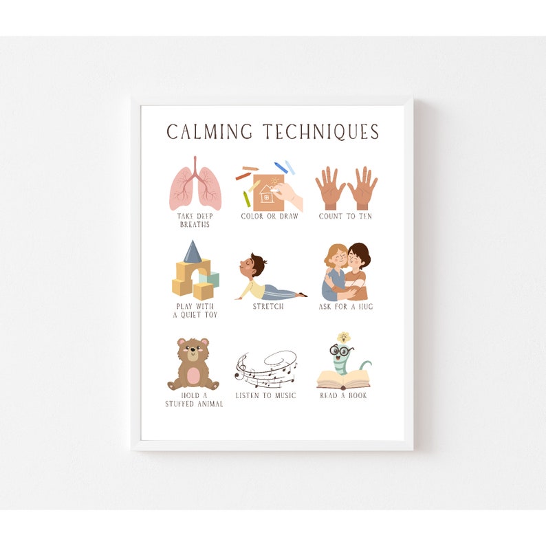 Calming Techniques Poster Calming Corner Strategies Chart - Etsy