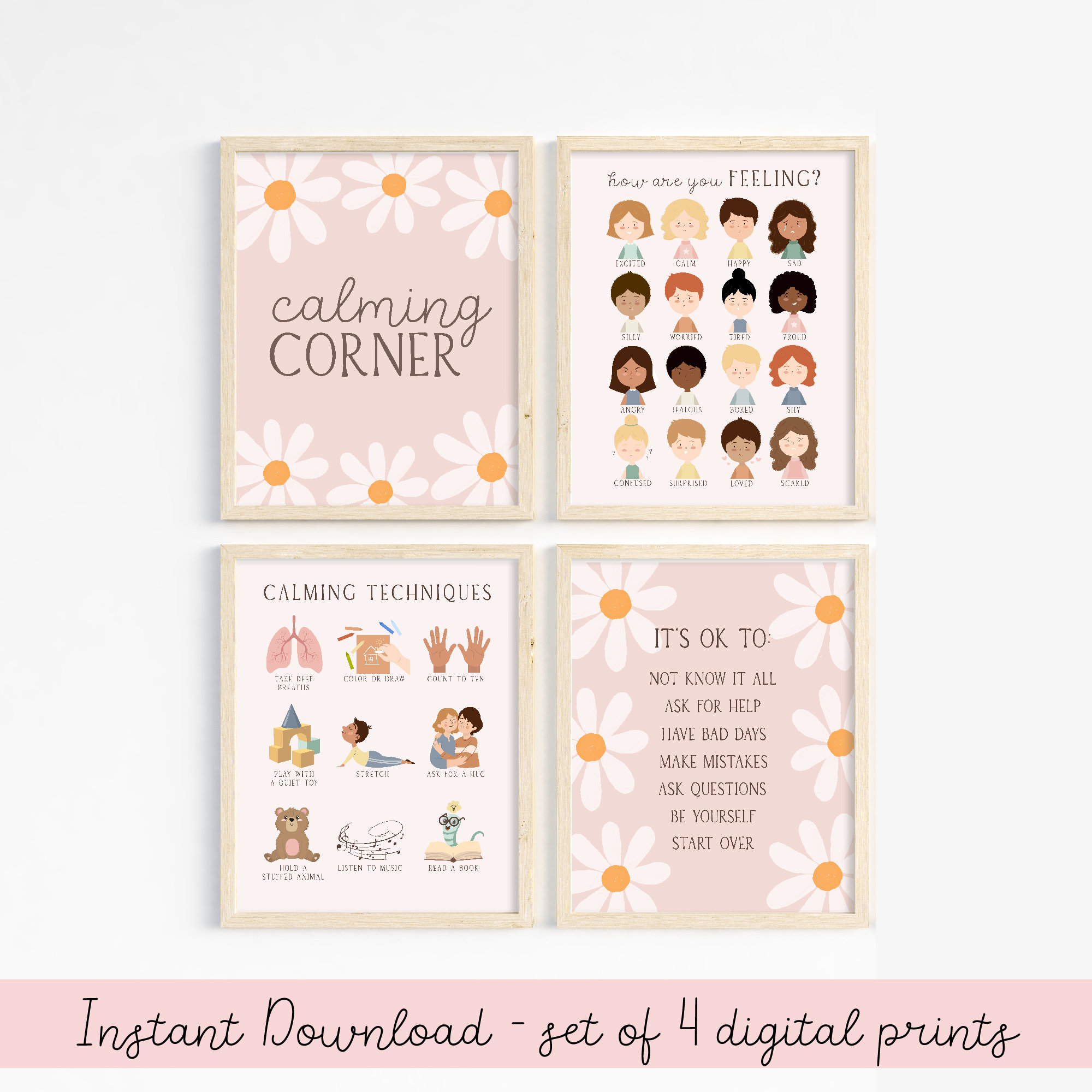Calming Corner Set of 4 Posters for Girls Montessori - Etsy