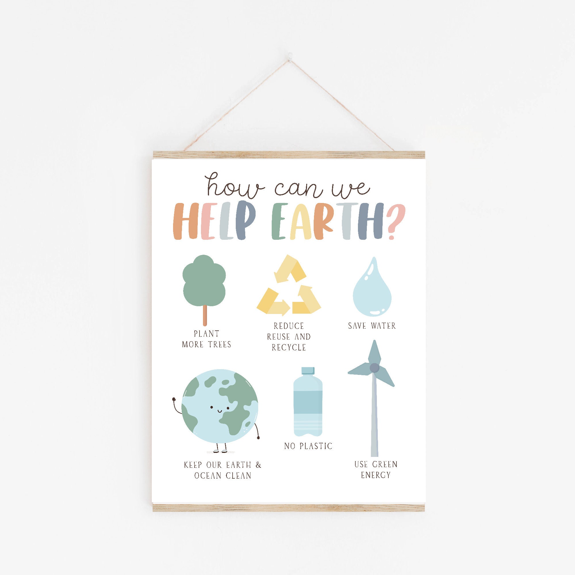 Earth Day Classroom Posters, Boho Neutral Decor (set of 6) (digital ...