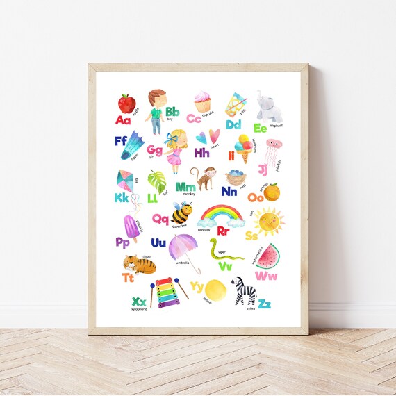 Cartel arco iris ABC alfabeto imprimible decoración del | Etsy