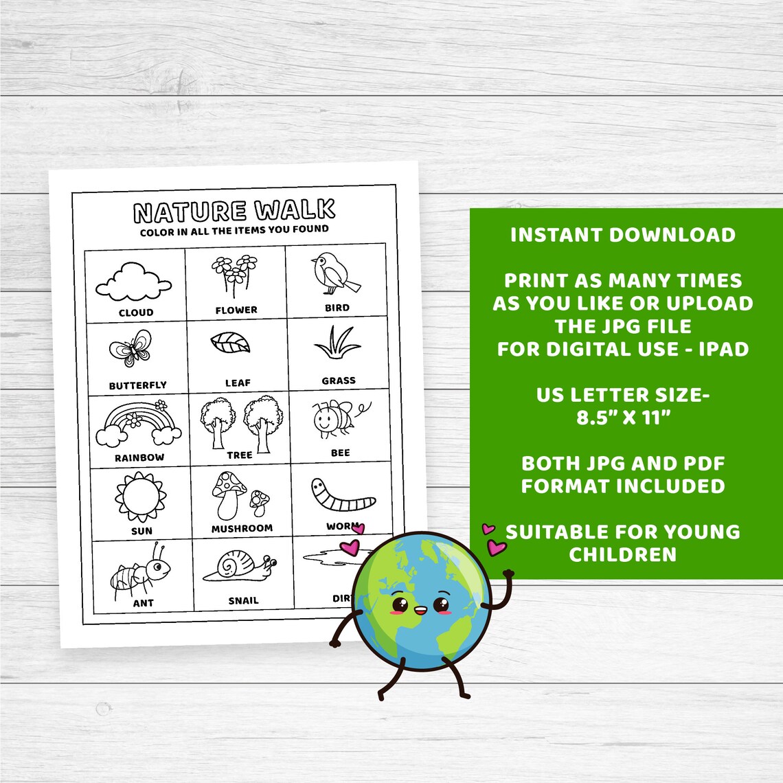 Earth Day Nature Walk Coloring Page Earth Day Activities for - Etsy