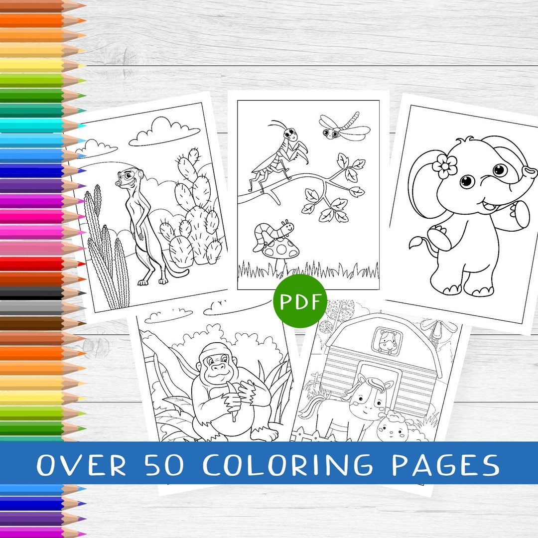 Animal Coloring Pages, Over 50 Printable Coloring Sheets, Kids Birthday ...