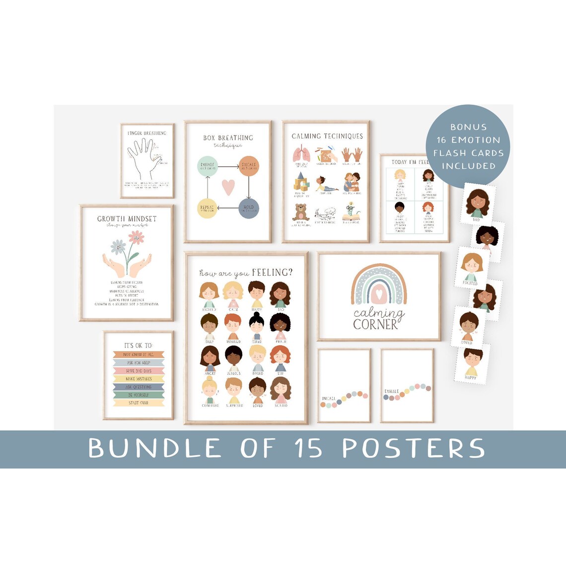 Calming Corner Kit, Set of 15 Posters and Emotion Flashcards ...