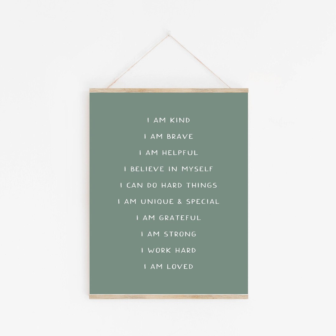Boho Affirmation Printable, Positive Affirmations for Kids, Montessori ...