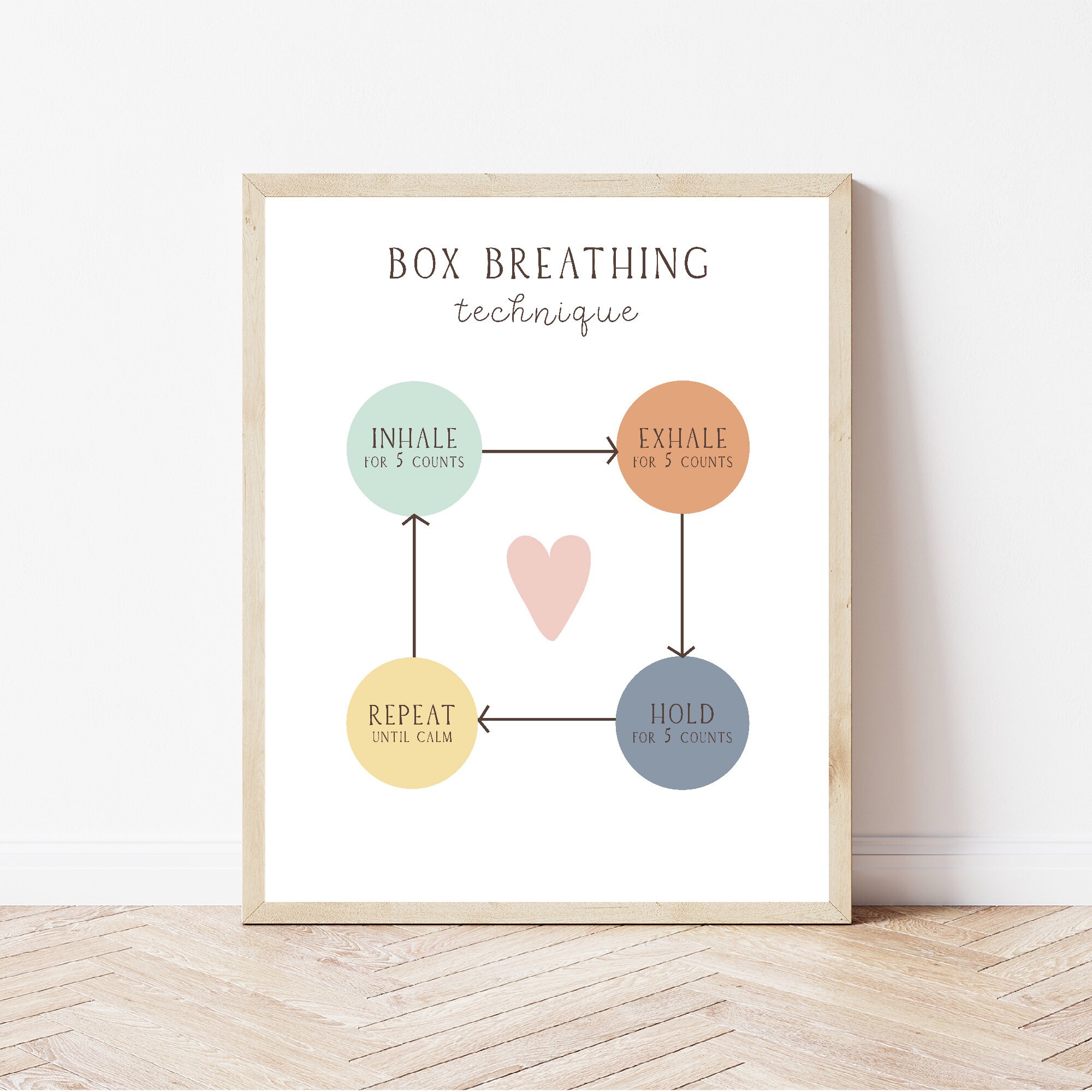 Box Breathing Technique Poster, Calming Corner Print (digital Download ...