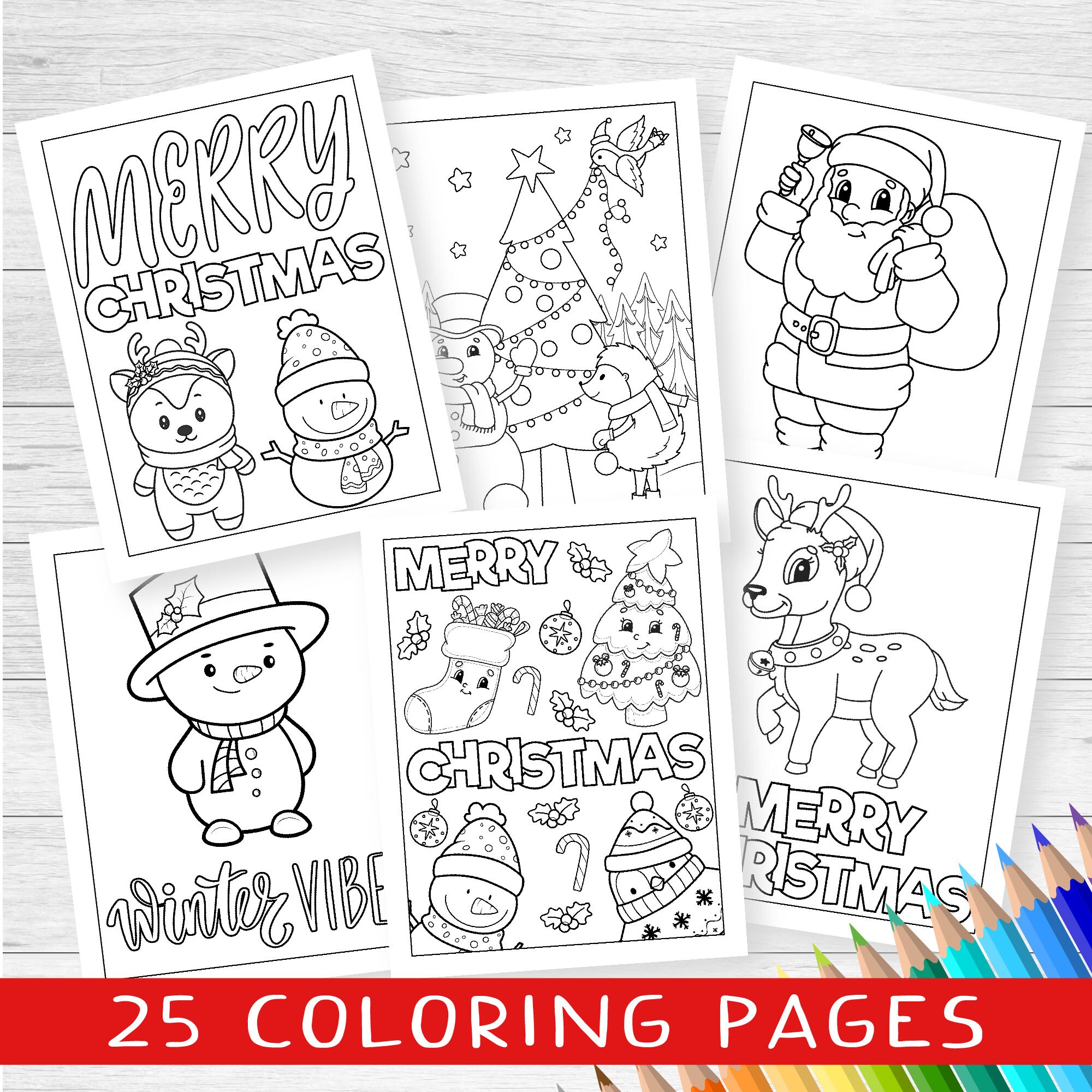Christmas Coloring Pages, Kids Activity, Classroom Printable (PDF) - Etsy