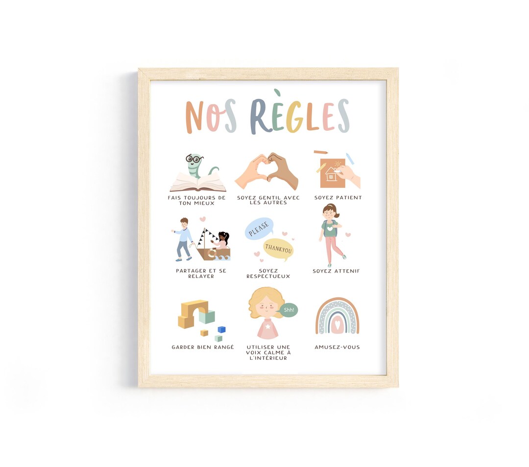 French Rules Poster, Kid Behaviour Printable, Les Règles De Notre ...