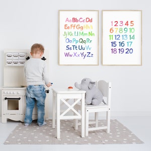 Rainbow Alphabet and Numbers Print Set - Instant Download, Set of 2 ABC ...
