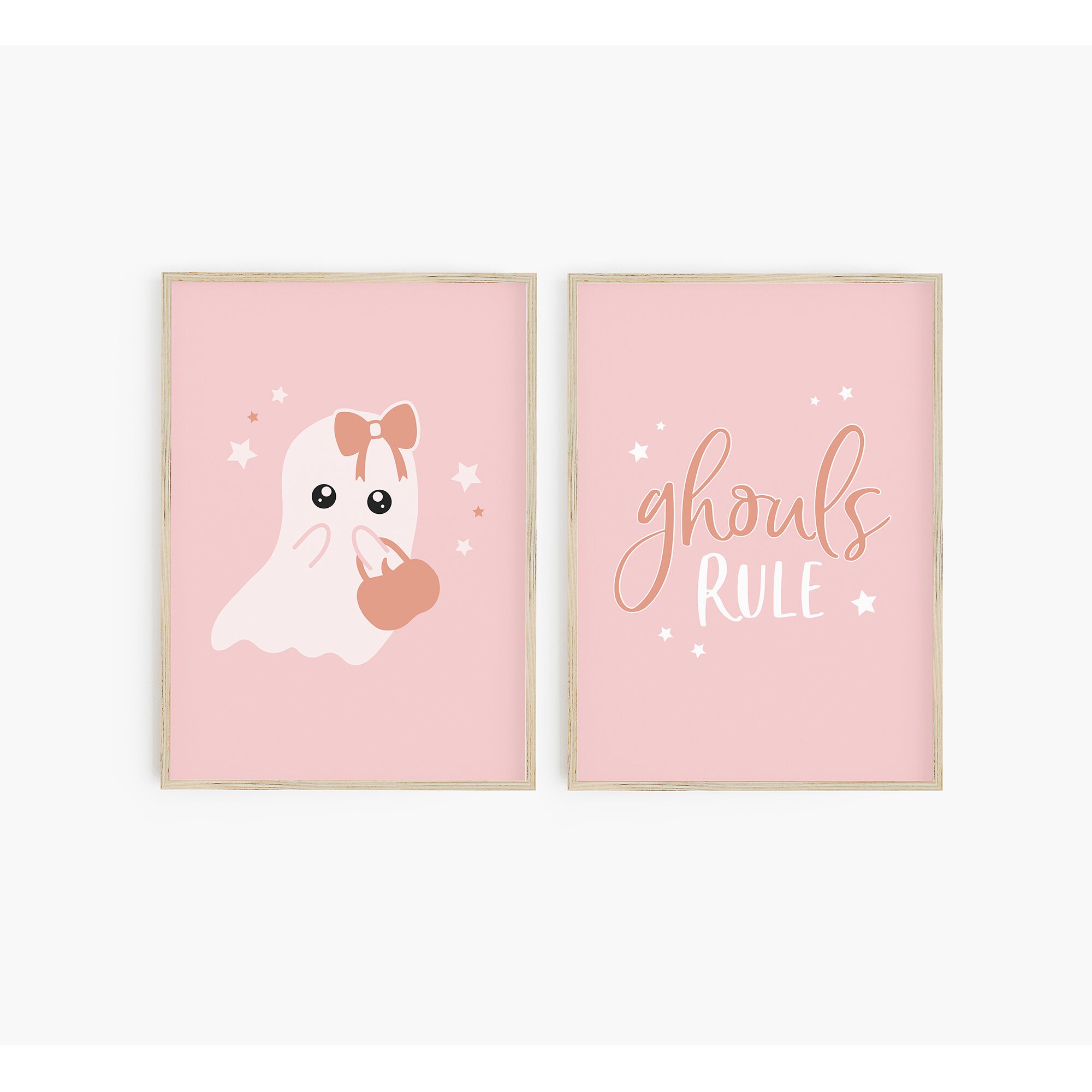Halloween Ghost Printable Set Pink Halloween Decor Ghouls - Etsy