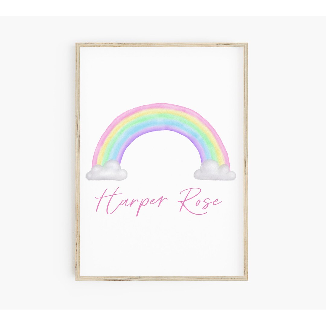 Personalized Pastel Rainbow Print – Girls Nursery Decor (digital ...