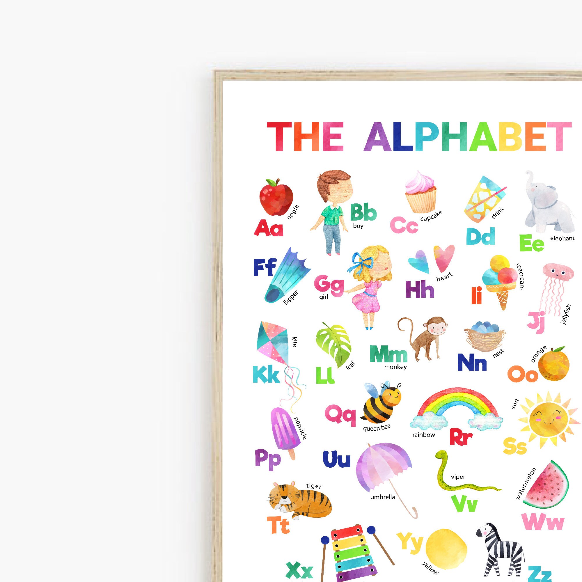 Rainbow ABC Poster Alphabet Printable Watercolor Classroom - Etsy