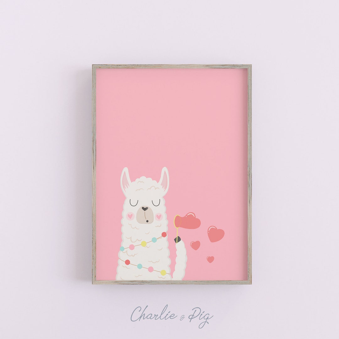 Llama Love Printable - Instant Download, Valentines Day Printable ...