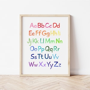 Rainbow Alphabet Poster - Instant Download, ABC Printable Wall Art ...