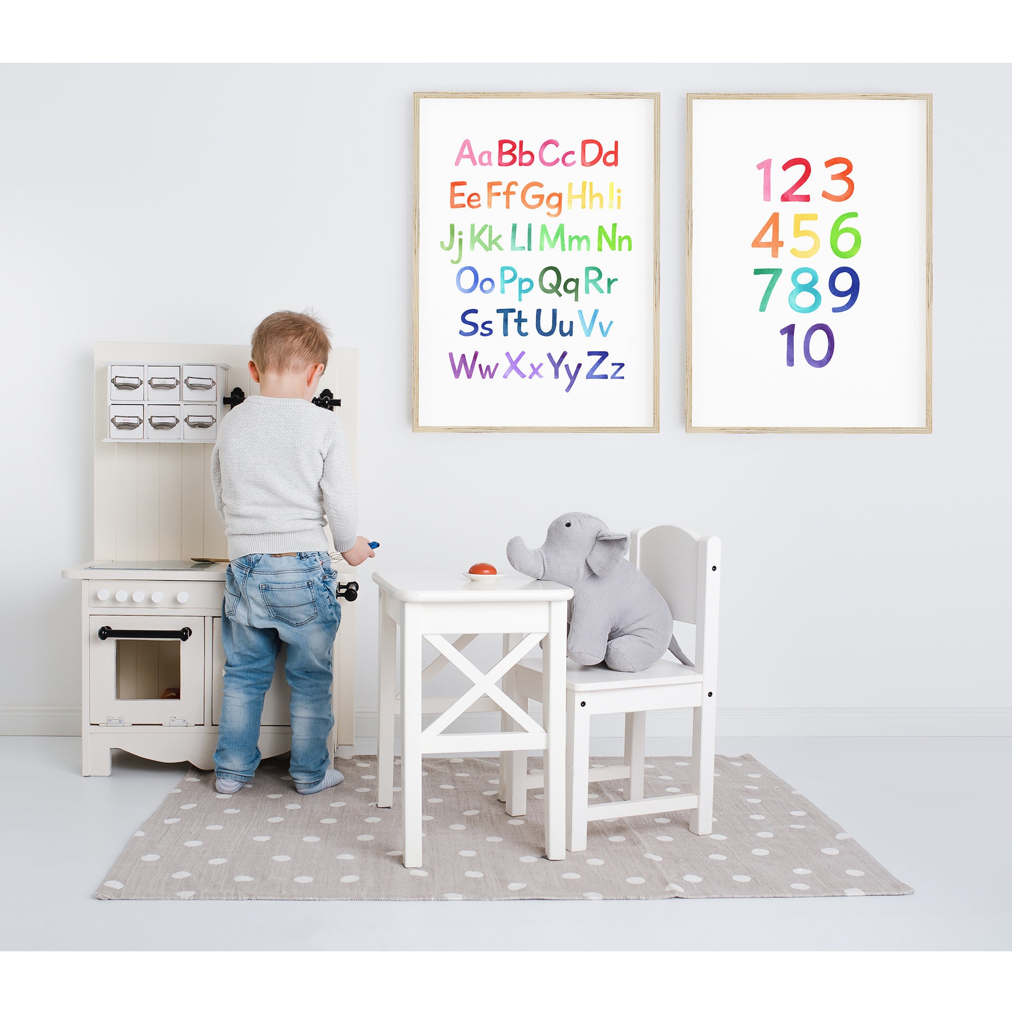 Alphabet and Numbers Print Set Instant Download Set of 2 | Etsy