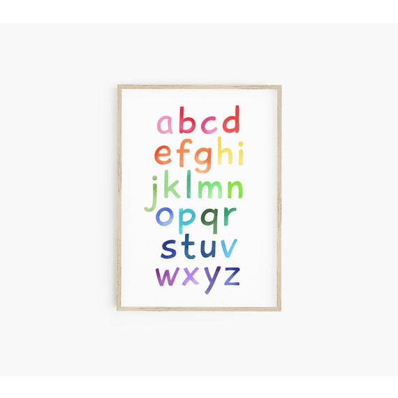Lowercase letters Rainbow Alphabet Poster instant download | Etsy