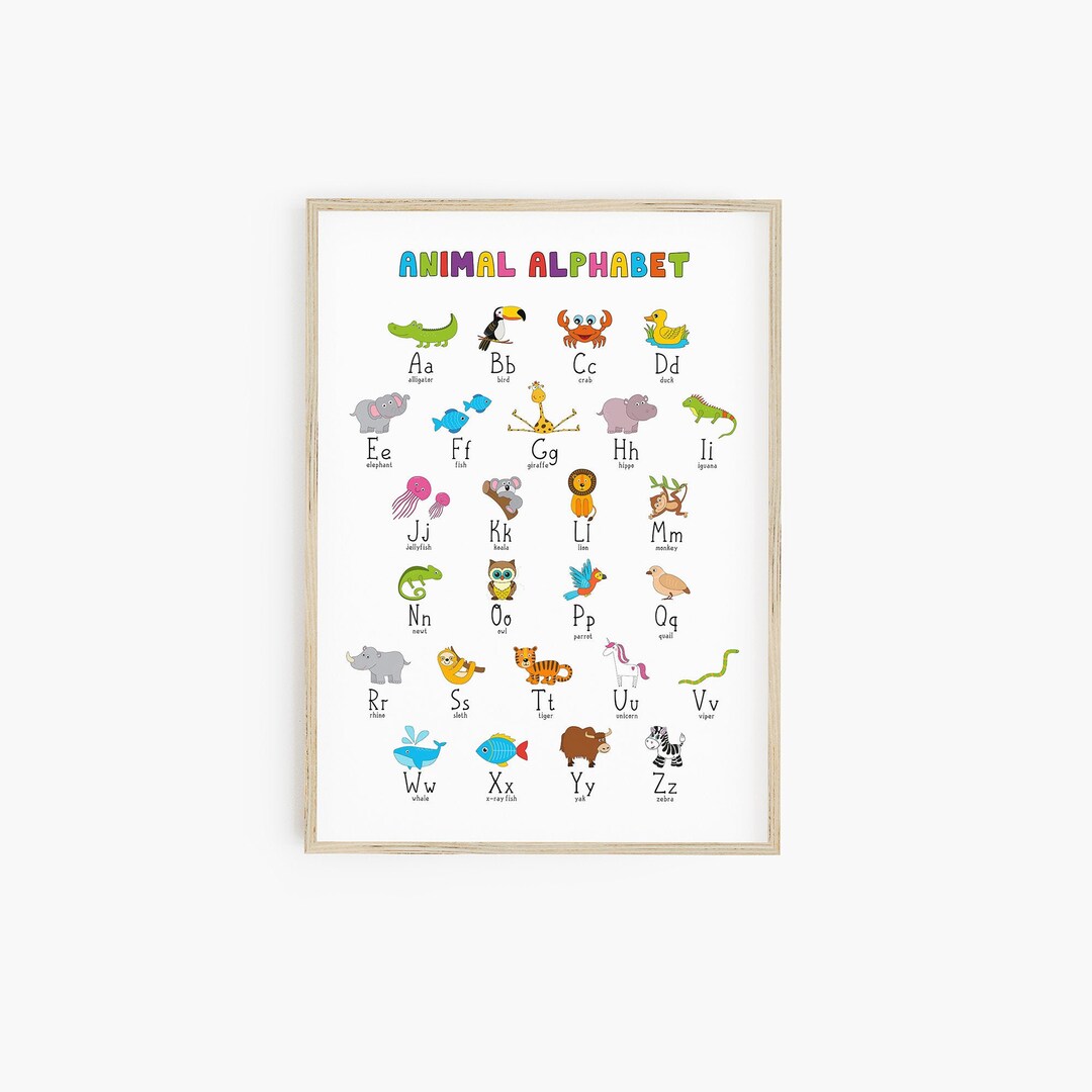 Kids Wall Art, Alphabet Printable, Learning Poster, Animal ABC Poster ...