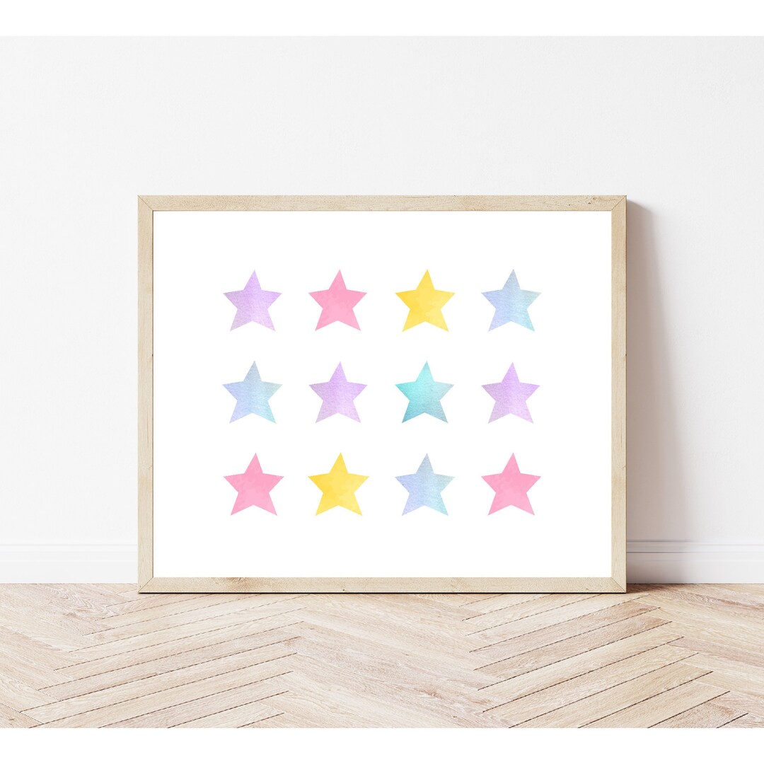 Pastel Watercolor Stars Print, Girls Nursery Decor (digital Download ...