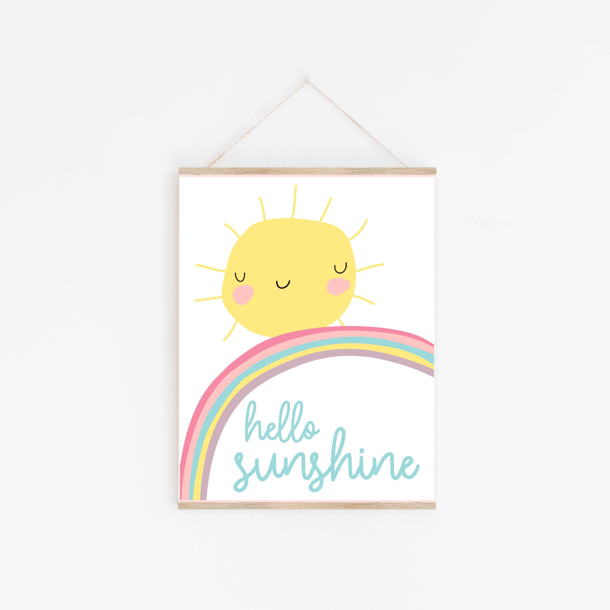 Hello sunshine wall art summer printable girls bedroom | Etsy