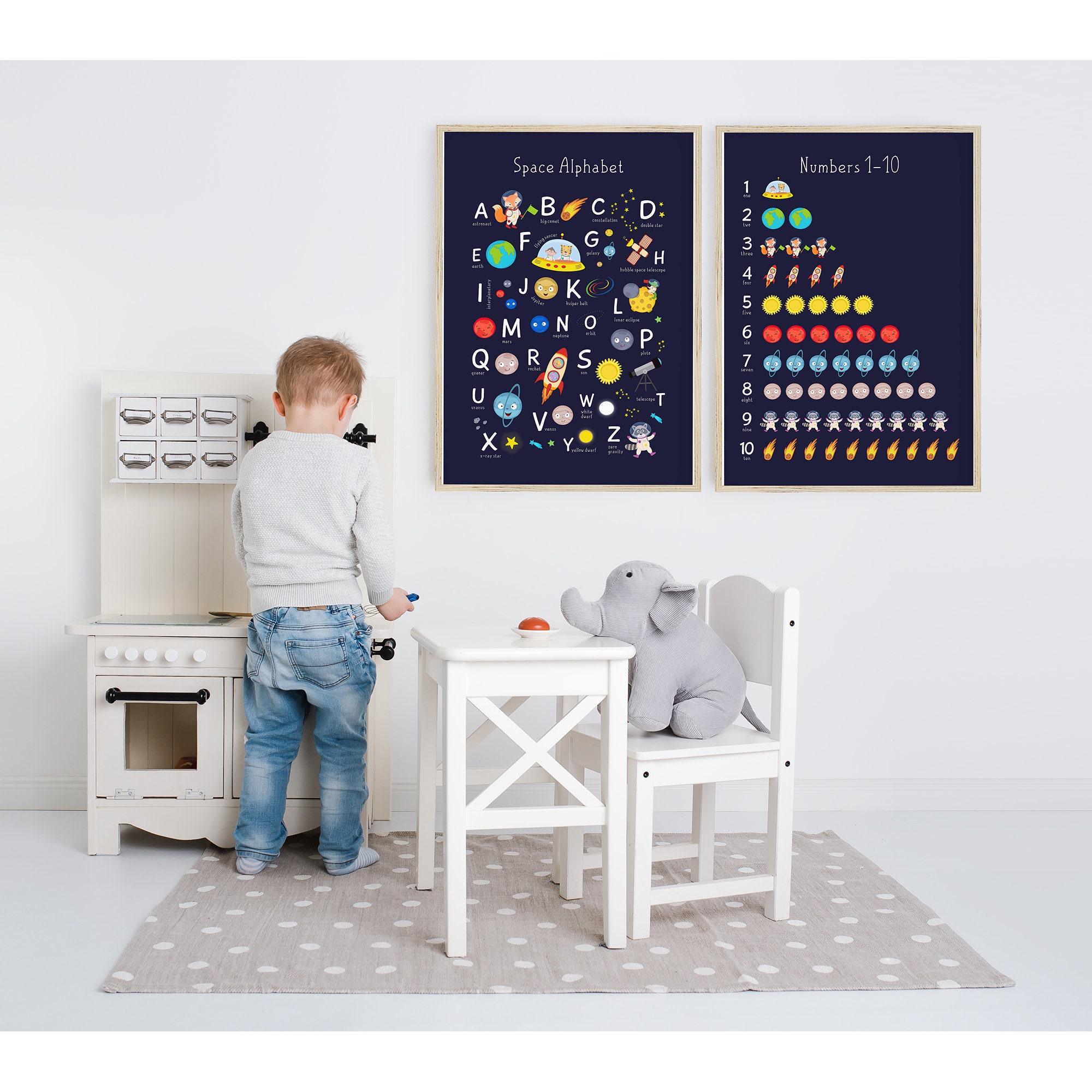 Space Alphabet and Numbers Wall Art Set Instant Download - Etsy